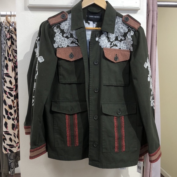 DRIFTWOOD | Jackets & Coats | Driftwood Olive Embroidered Army Jacket ...